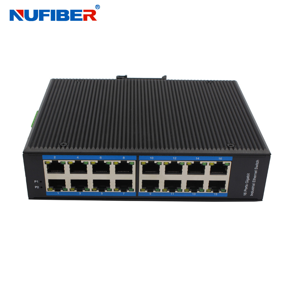 산업용 POE 이더넷 스위치 16 포트 자동 협상 및 자동 MDI / MDI-X 기능과 12V ~ 52V DC 리던스 전력 입력